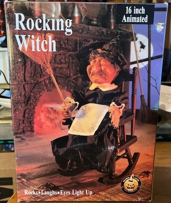 Gemmy 1991 Halloween Rocking Witch Animated Cackling Glow Eyes Doesn’t ...