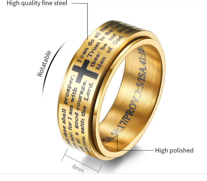 Stainless Steel Cross Bible Scripture Jewelry Promise Christian Spinner ...