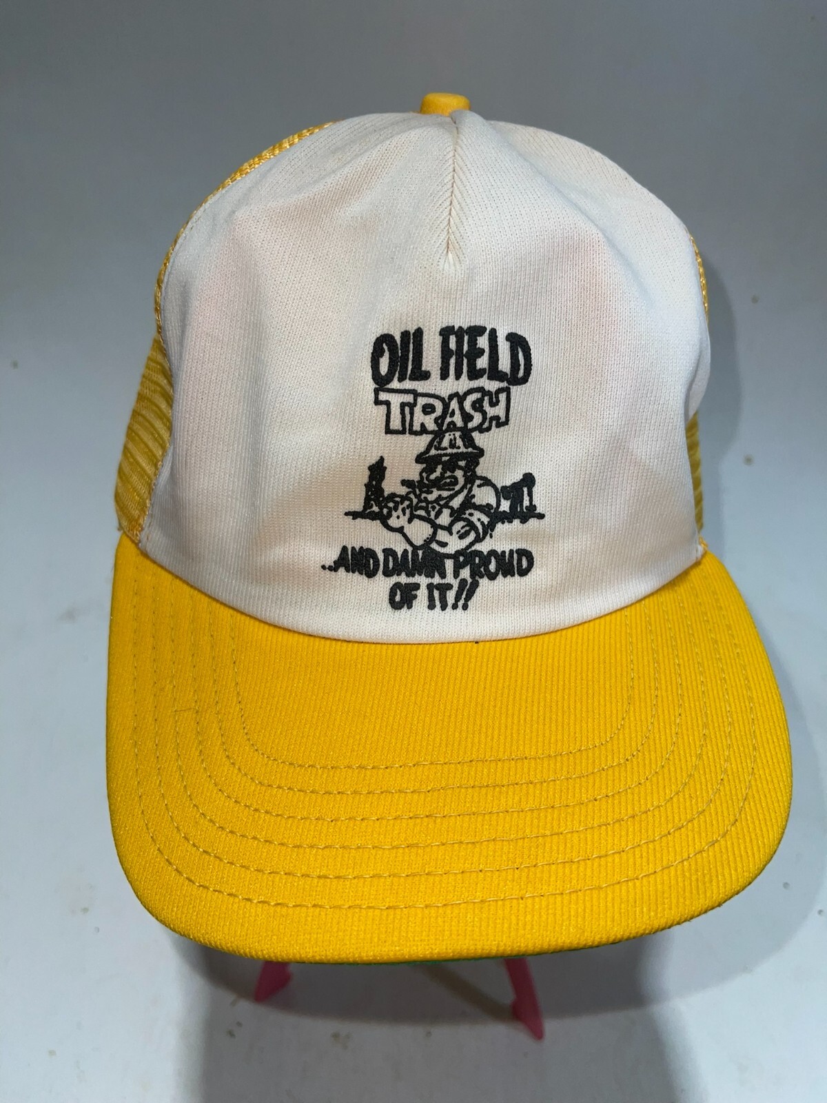 Vintage "Oil Field Trash .... And Proud Of It" Snapback Trucker Hat Cap ...
