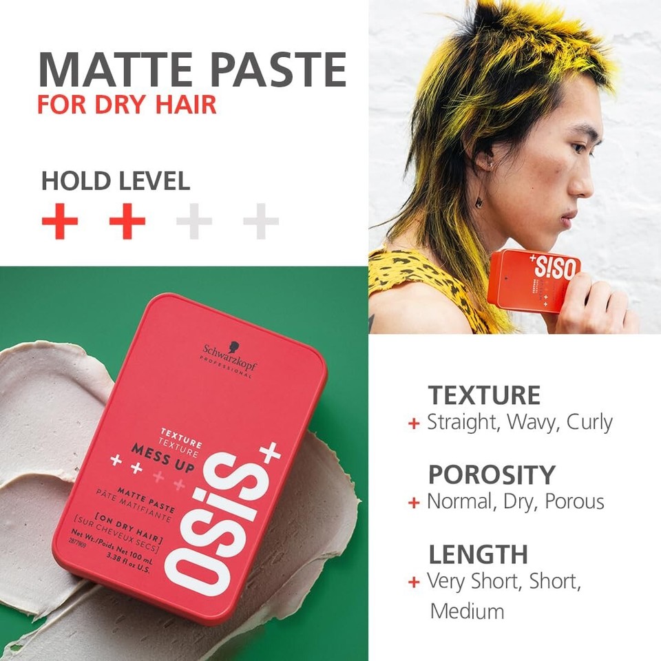 Schwarzkopf Professional OSiS+ Mess Up Matte Paste | Hair Styling ...
