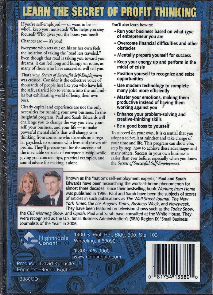 Paul and Sarah Edwards Secrets of Successful Self-Employment (CD ...