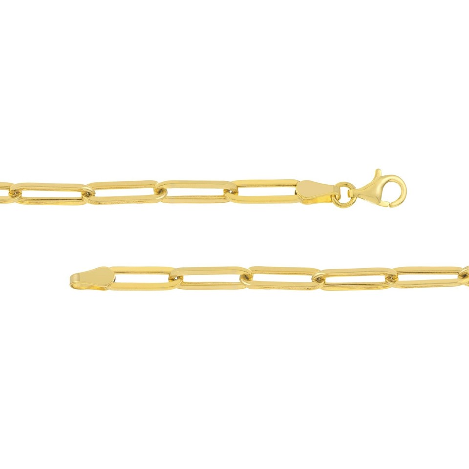 Paperclip Chain Necklace Real 14K Solid Gold Interlocking Circle ...