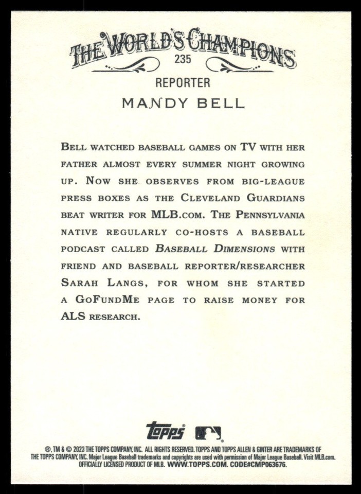 Mandy Bell 2023 Topps Allen & Ginter Card Reporter #235 | eBay