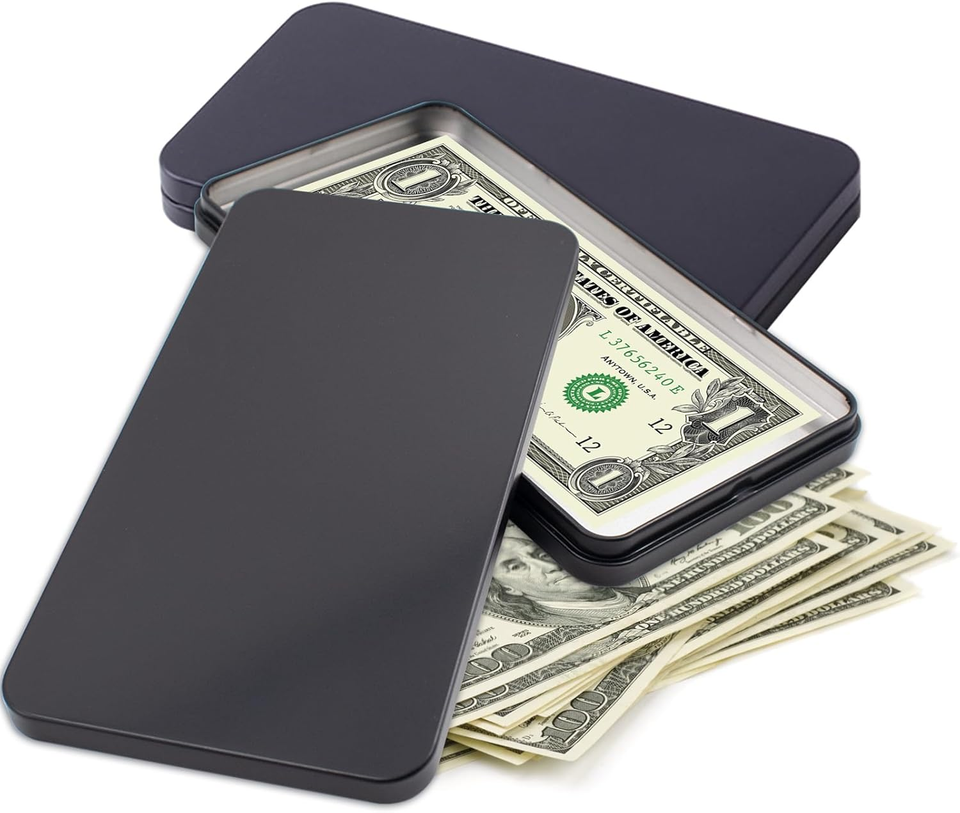 2 PCS Black Metal Cash Box Money Box for Cash Single Row Currency Tray ...