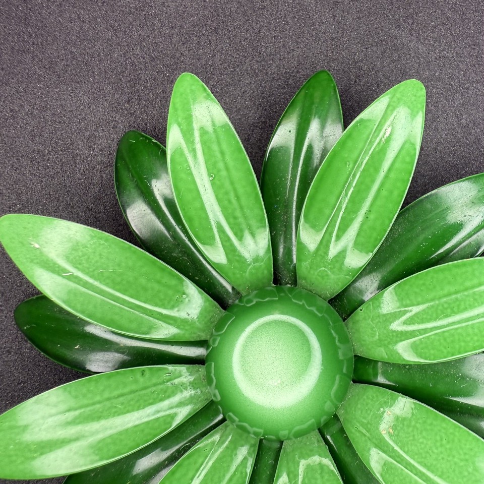 Flower Layered 2-Tone Green Enamel Vintage Metal Brooch Pin 1960s Retro ...