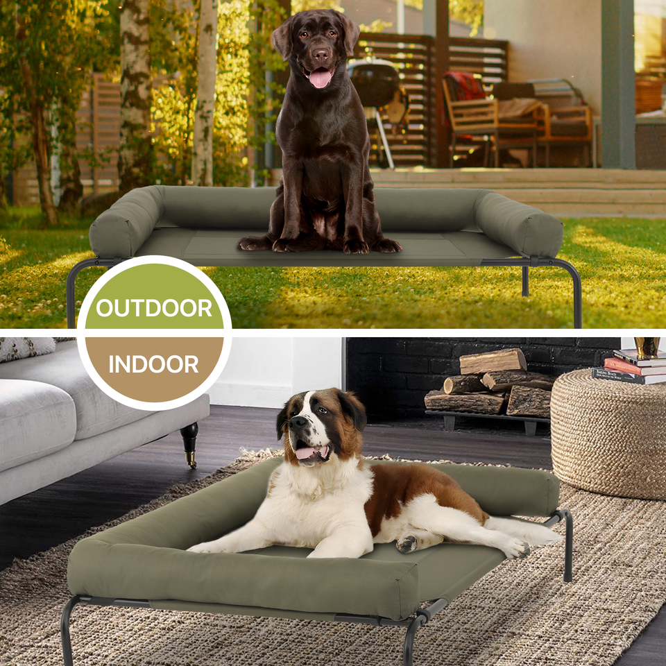Elevated Cooling Dog Bed Raised Portable Non-Slip Cots Washable Mesh w ...