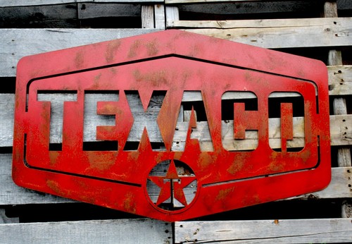 1963-1981 Red & Rusted Patina Texaco Gas Station Garage Sign Petroleum ...