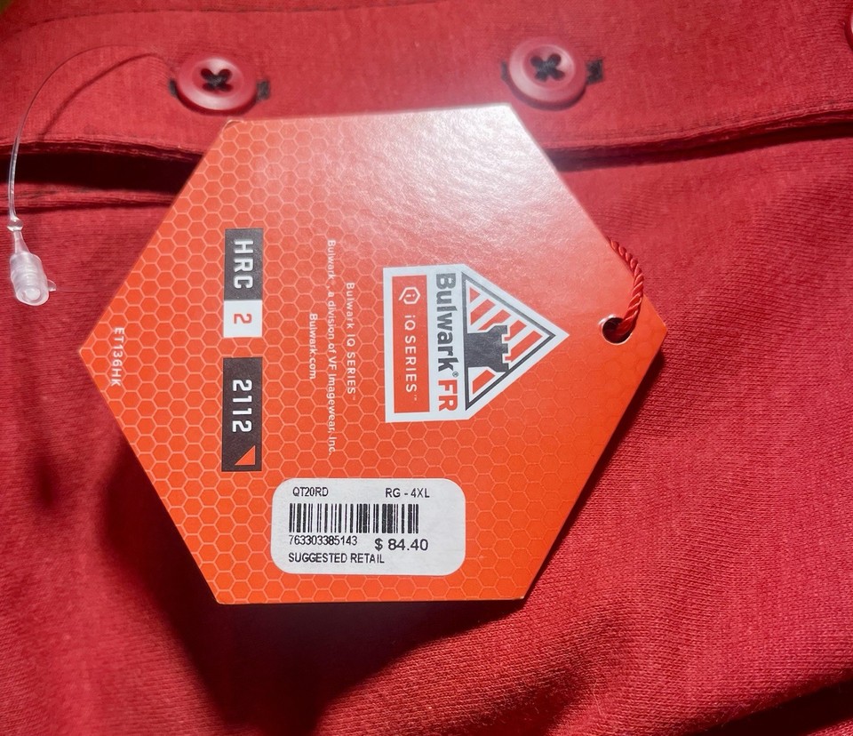 Bulwark FR iQ Series Shirt Mens 4XL Red Long Sleeve HRC2 2112 NWT | eBay