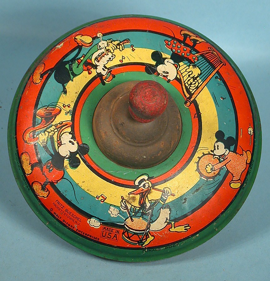 1934-35 Walt Disney Ent Tin Spin Top Toy Fritz Bueschel Mickey Mouse ...