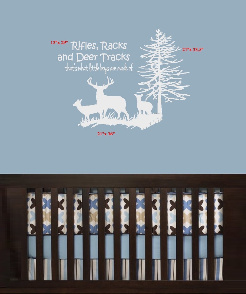 Rifles Racks and Deer Tracks, with Deer and Tree #4 ~ Wall or Window ...