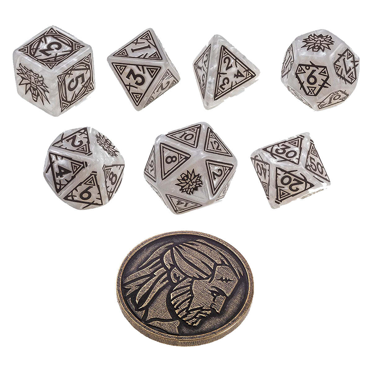 Q Workshop The Witcher Dice Set Geralt - The White Wolf Dice Set 7 with ...