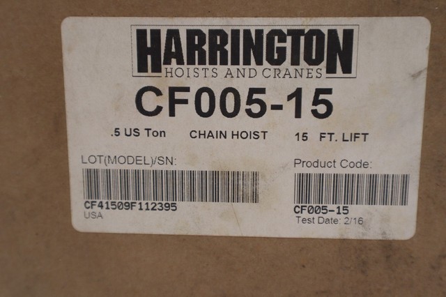 Harrington Cf010 Chain Hoist 1 Ton 15' Cf4 for sale online | eBay
