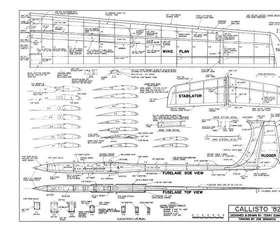 Callisto Sailplane 100" Wingspan RC Model Airplane Printed Plans ...