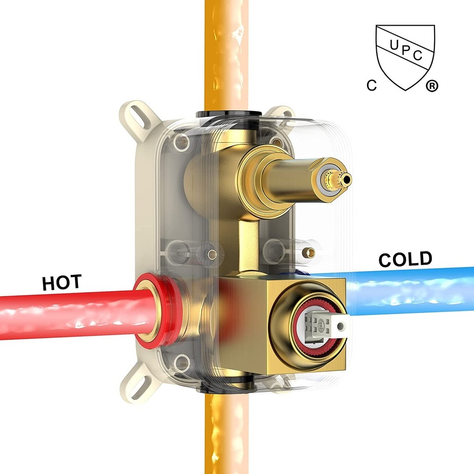 Shower Faucet Set Brushed Gold 12" Rain Shower Head Combo Kit with ...