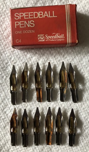 Vintage HUNT SPEEDBALL PENS C-4 Straight/Classic Calligraphy One Dozen ...