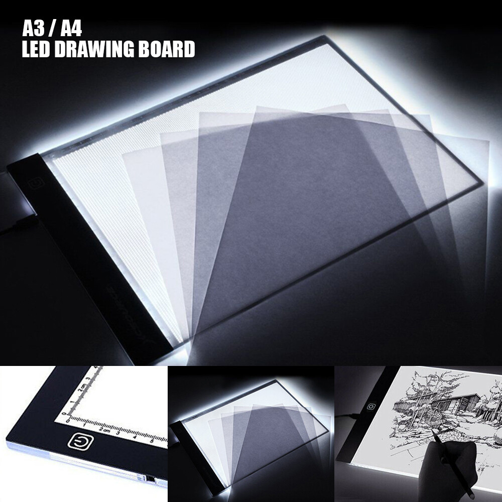 A3/A4 LED Drawing Copy Board Tracing Light Box Ultra-thin Pad Diamond ...