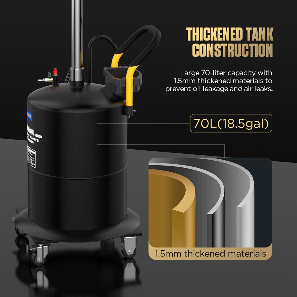 18.5 Gallon Oil Drain Auto Waste Oil Garage Extractor Oil Drainer ...