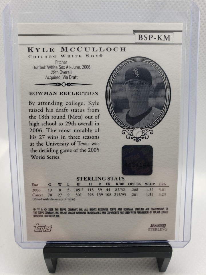 2006 Bowman Sterling Prospect Kyle McCulloch Autograph #BSP-KM | eBay