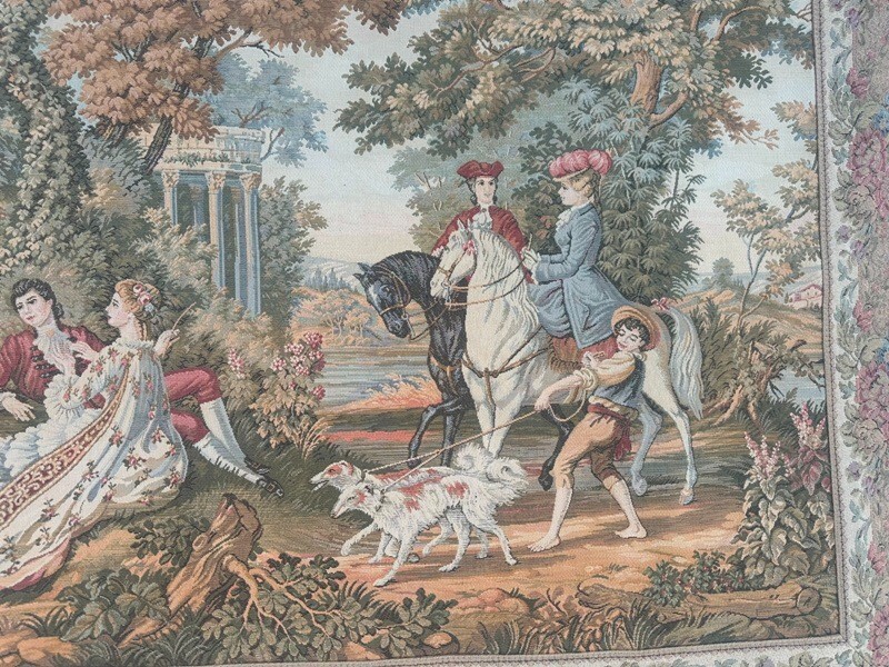 Vintage French Tapestry Goblin Romantic Pictorial Medieval Wall Hanging ...