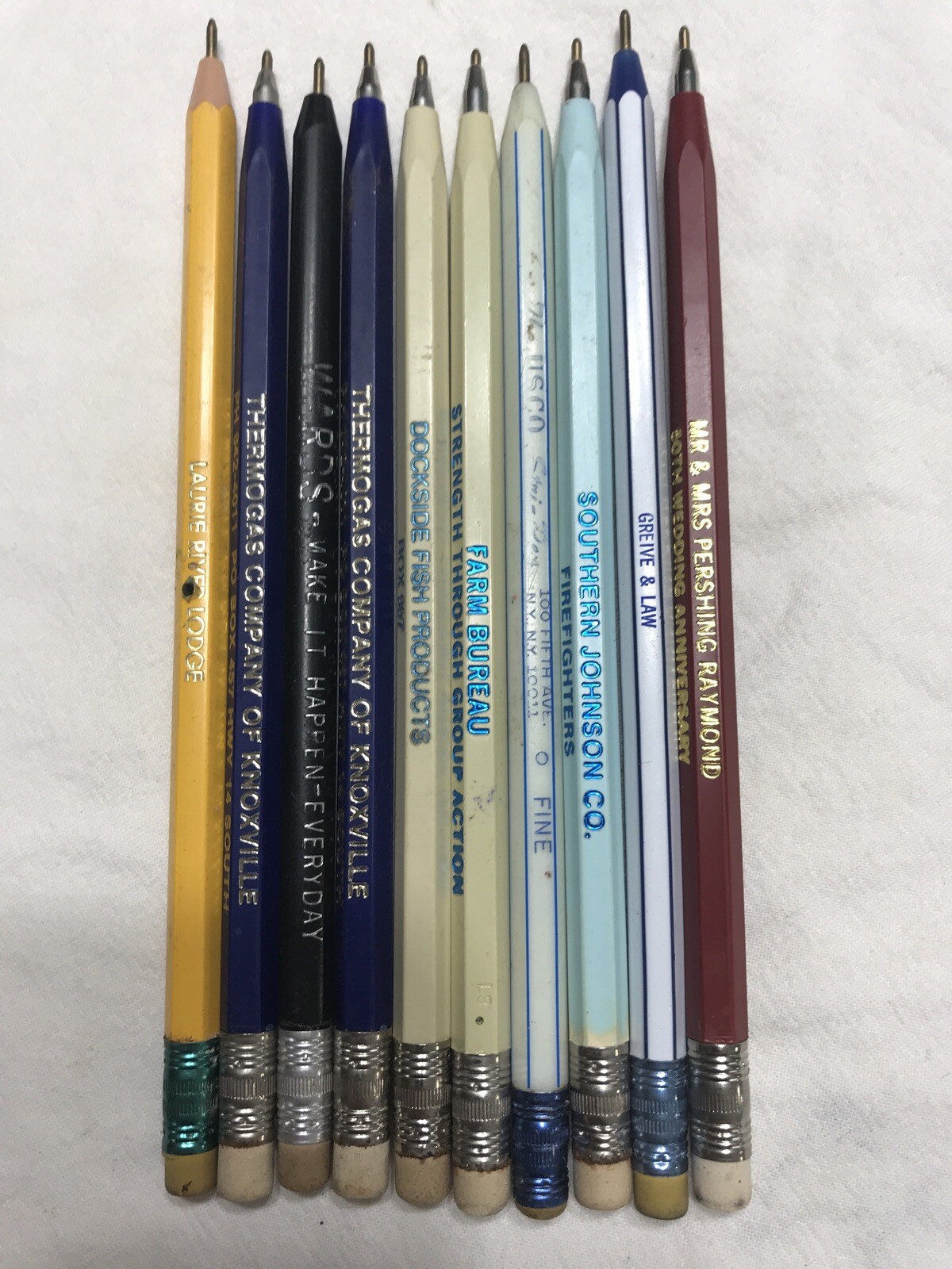 Vintage Lot of 10 Old Advertising Stick Pens THERMOGAS FARM BUREAU NEW ...