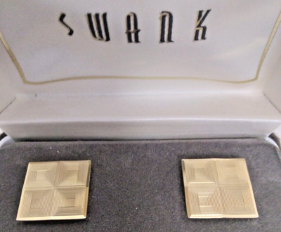 VINTAGE SWANK GOLD TONED Square Cufflinks Very swanky cool design ...
