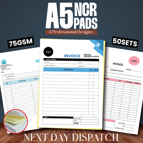 Personalised A5 Duplicate Invoice Book • Order Book • NCR Pad Print ...