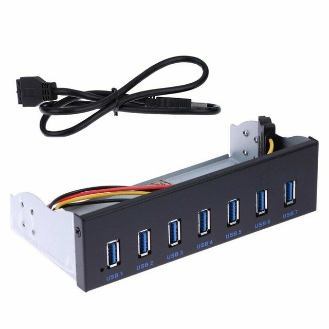 7 Port USB 3.0 Hub 5gbs 5.25inch Cd-rom Drive Bay CD ROM Front Panel ...