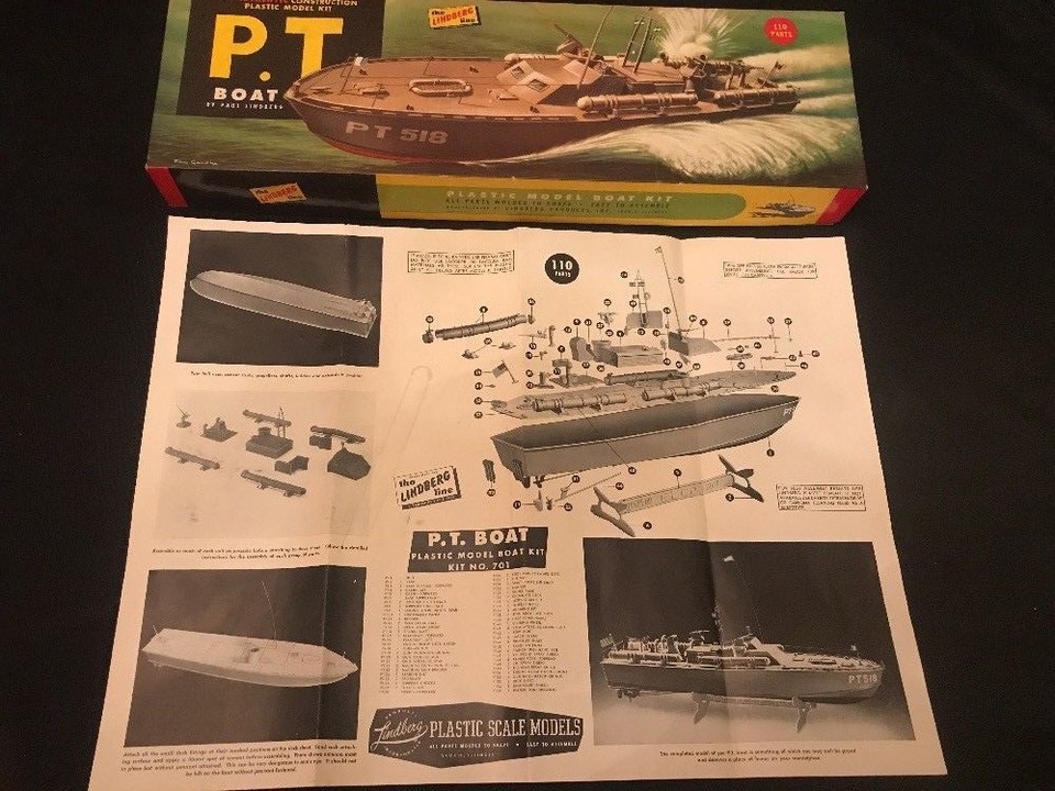 Rare! 1954 Paul Lindberg Line PT-518 TORPEDO BOAT Model Kit 701:198 ...