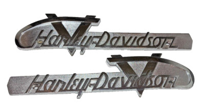 HARLEY DAVIDSON GAS TANK EMBLEMS BADGE BIG V 1955-1956 PANHEAD OEM RARE ...