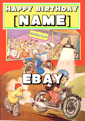 Personalised Crazy Speedway Birthday Card with envelope - add a name ...
