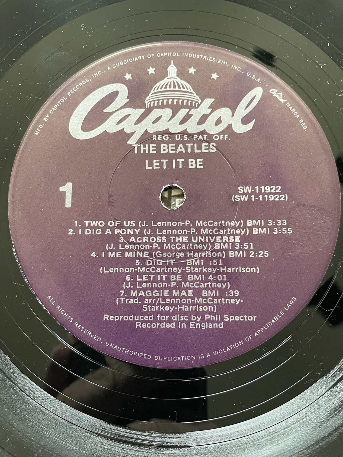 EX.THE BEATLES "Let It Be" LP Record (Capitol) #SW-11922 Phil Spector ...