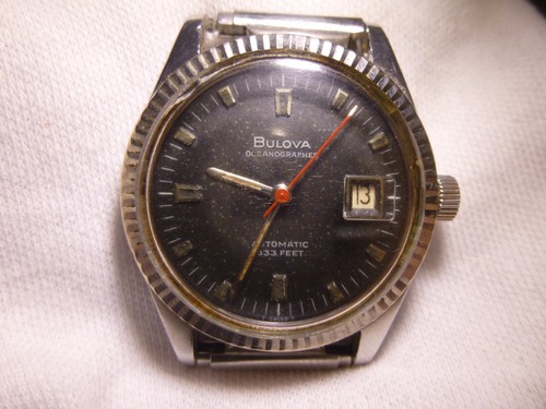 Bulova Oceanographer Automatic 333 Feet 10k Gold Bezel Ring Men's watch ...