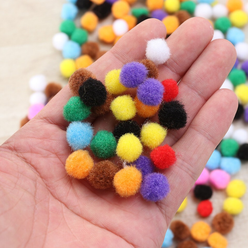 200 Pcs Fuzzy Balls for Decoration Pompoms Crafts Flocking Plush Child ...