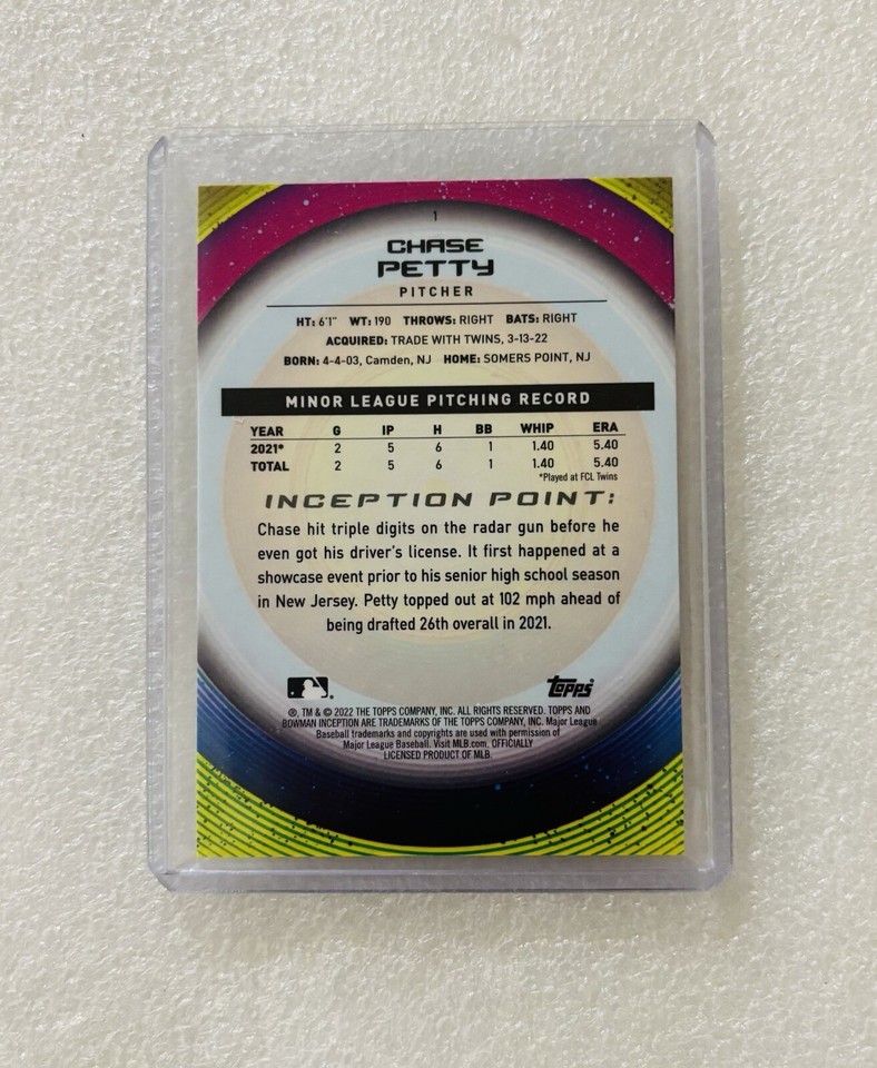 2022 Bowman Inception Chase Petty Gold Foil /50 Cincinnati Reds | eBay