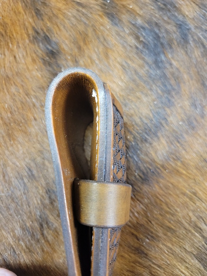 Basket Weaved Leather Trapper Knife Sheath. Fits Case, Rough Rider ...