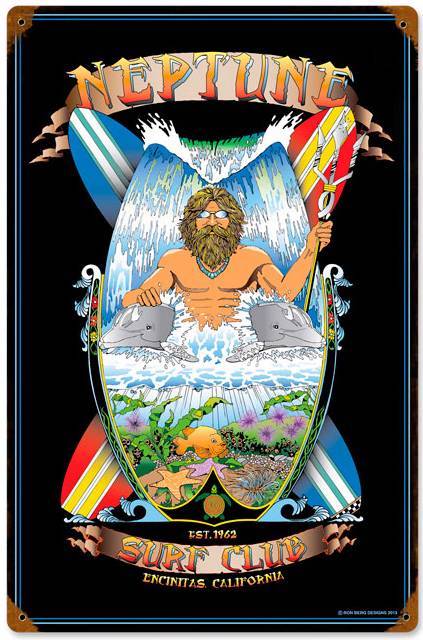 Neptune Surf Club Encinitas California Surfboards Metal Sign Beach ...