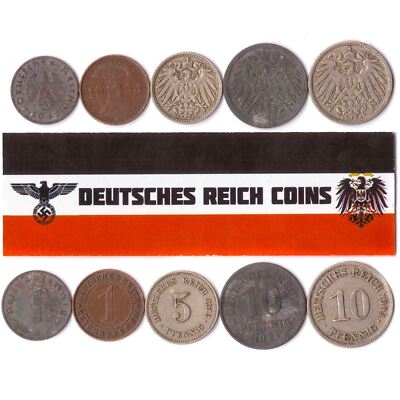 5 Deutsches Reich Coins | German Empire | Weimar | Nazi | WWI WW2 ...
