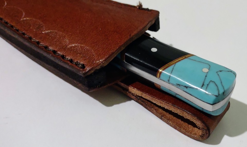 BLUE TURQUOISE BOOT KNIFE DAGGER HUNTING BOWIE KNIFE W/ SHEATH CASE ...