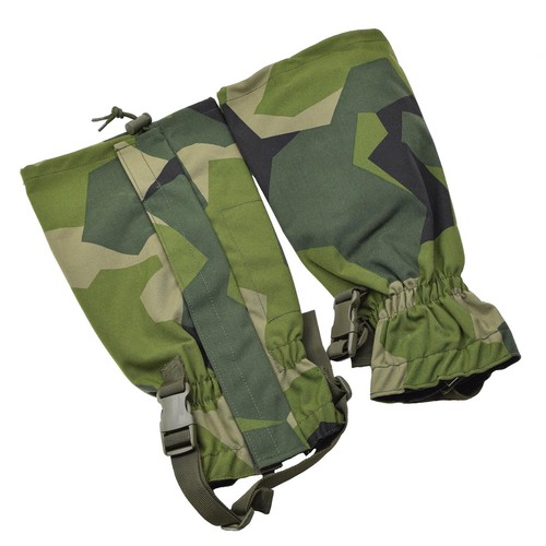 TACGEAR gaiters waterproof Swedish army M90 splinter camo metal hooks ...