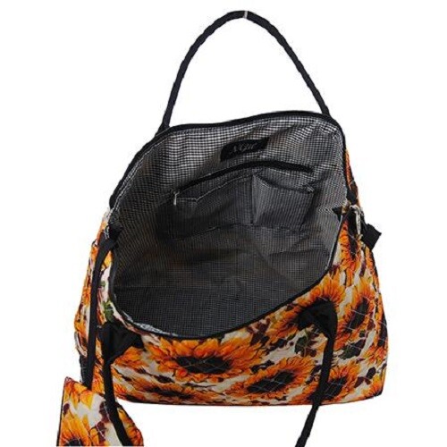 Cow Print with Sunflower NGIL Quilted Overnight Tote Bag-Monogram ...