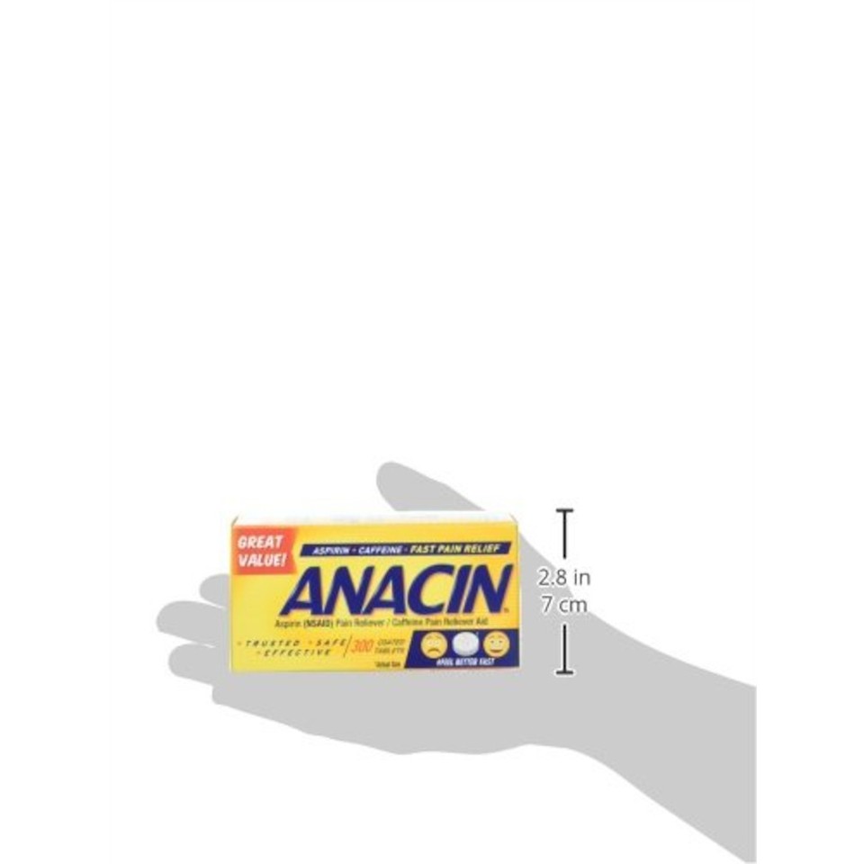 2 Pack Anacin Fast Pain Relief Aspirin & Caffeine Pain Reliever 300 ...