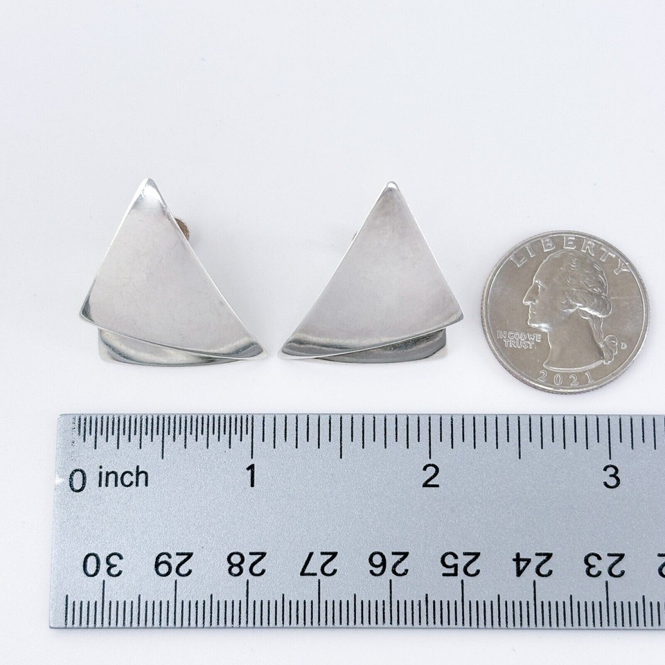 Vintage Sterling Silver 925 Modernist Geometric Triangle Screwback ...
