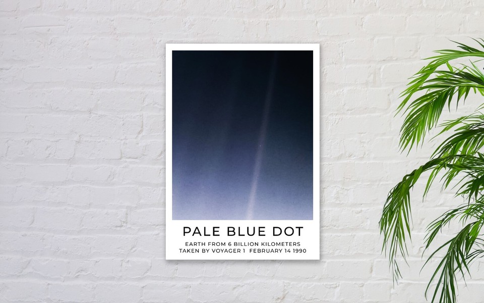 Framed Pale Blue Dot Poster Print NASA Remastered Version. Earth from ...