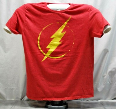 Men's Red DC Comic The Flash Lightning Bolt Logo T-Shirt Size Medium | eBay