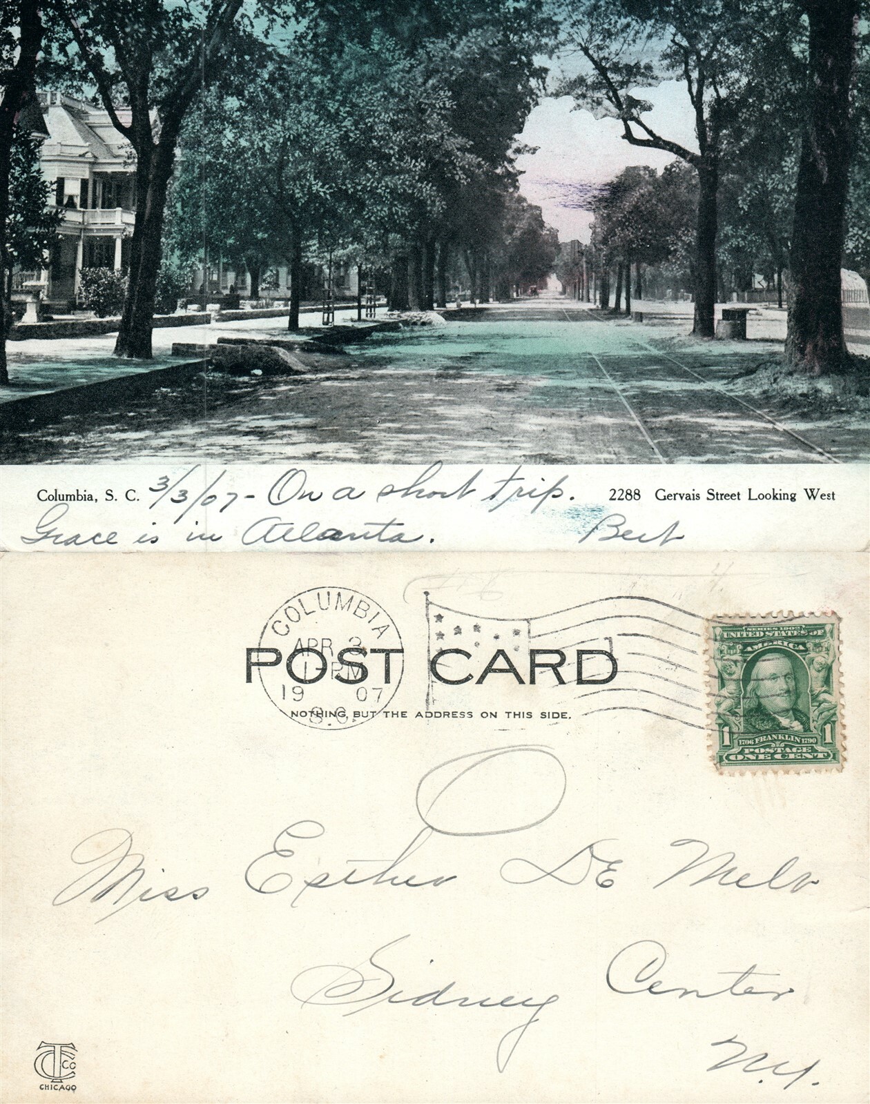 COLUMBIA S.C. GERVAIS STREET 1907 UNDIVIDED ANTIQUE POSTCARD | eBay