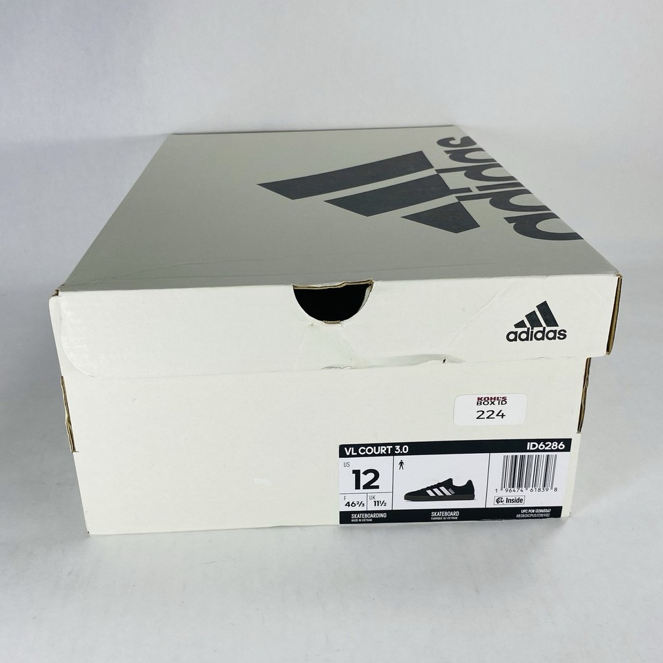 New! Adidas Men’s Size 12 VL Court 3.0 Skateboarding Black/White ...