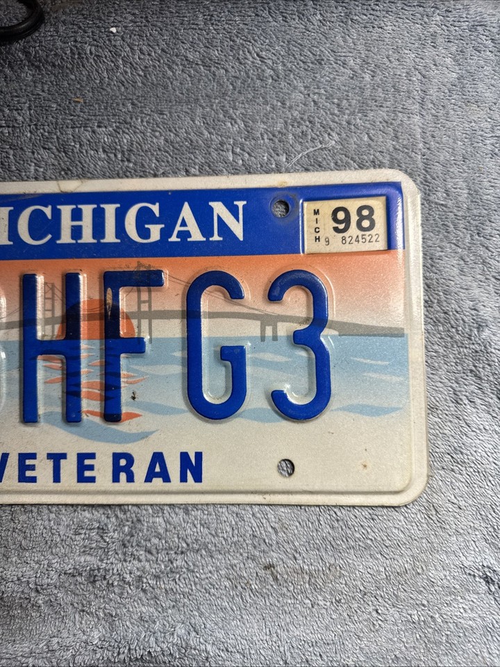 1998 Michigan Mackinac Bridge Persian Gulf Veteran License Plate 3HFG3 ...