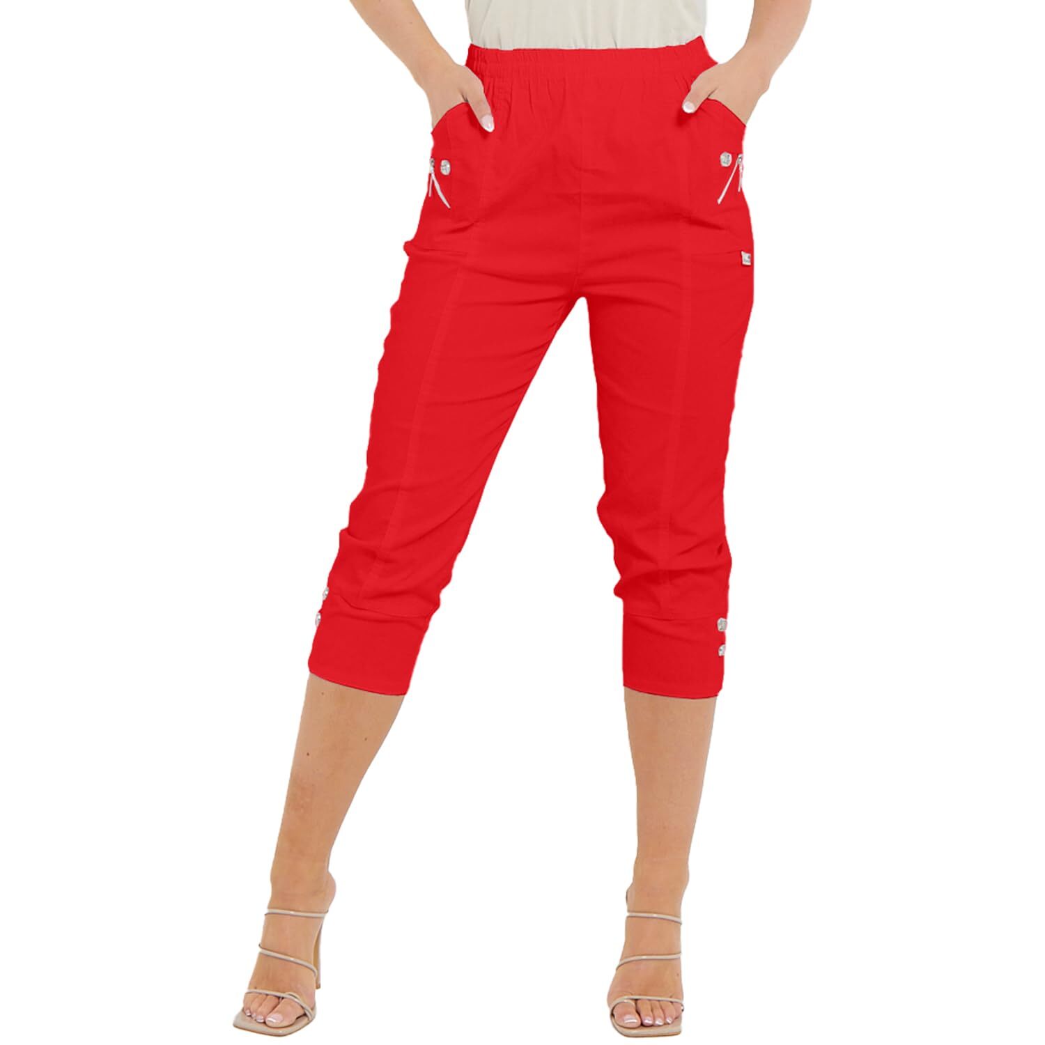 Ladies Cherry Berry Capri Cropped 3/4 Elasticated Jogging Women ...