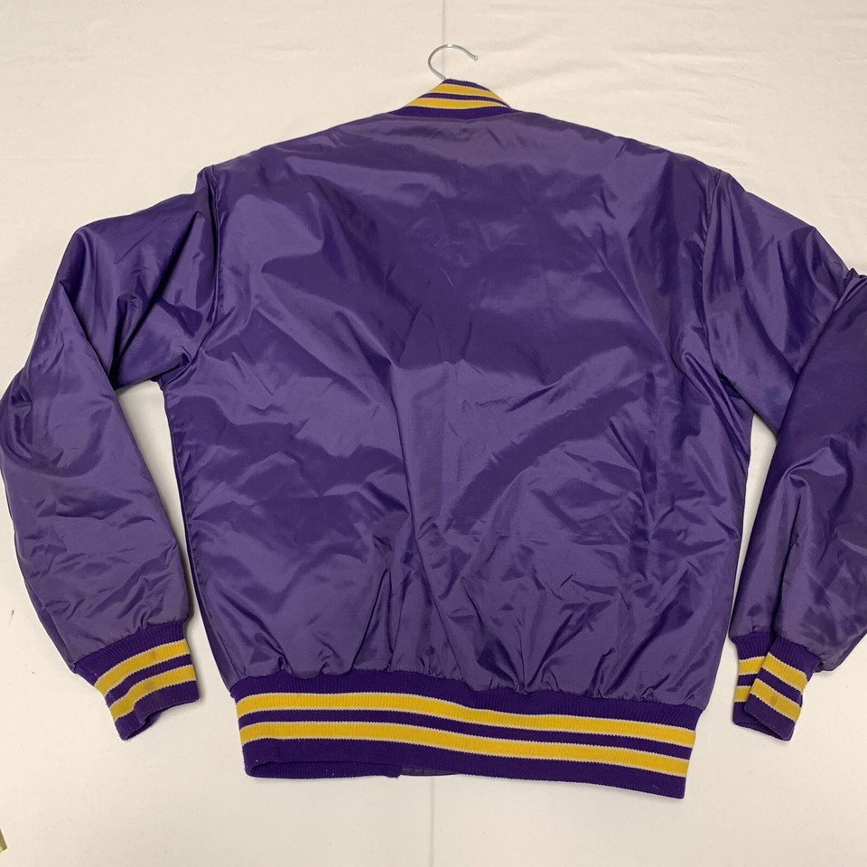 Vtg Nylon Varsity Jacket Sz Large Purple Baseball P Patch Made in USA ...