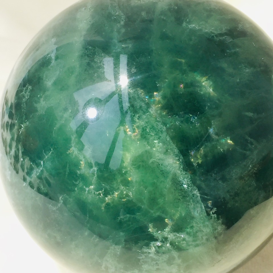 772g Large Clear Green Fluorite Quartz Crystal Sphere Genius Stone ...